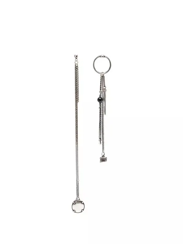 ANN DEMEULEMEESTER Asymmetric Curb Chain Drop Earrings - Silver