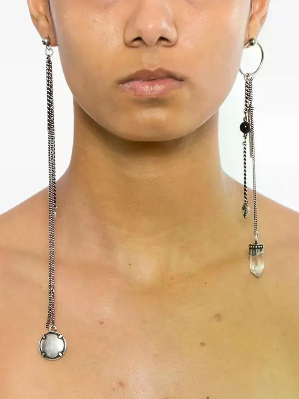 ANN DEMEULEMEESTER Asymmetric Curb Chain Drop Earrings