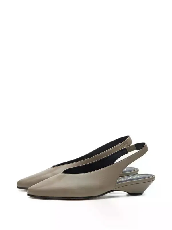 LOTTUSSE Beige Leather Pointed Toe Slingback Pumps