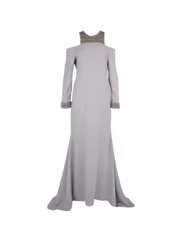 LOODYANA Gladiolus Embellished Off-shoulder Maxi Dress - Grey