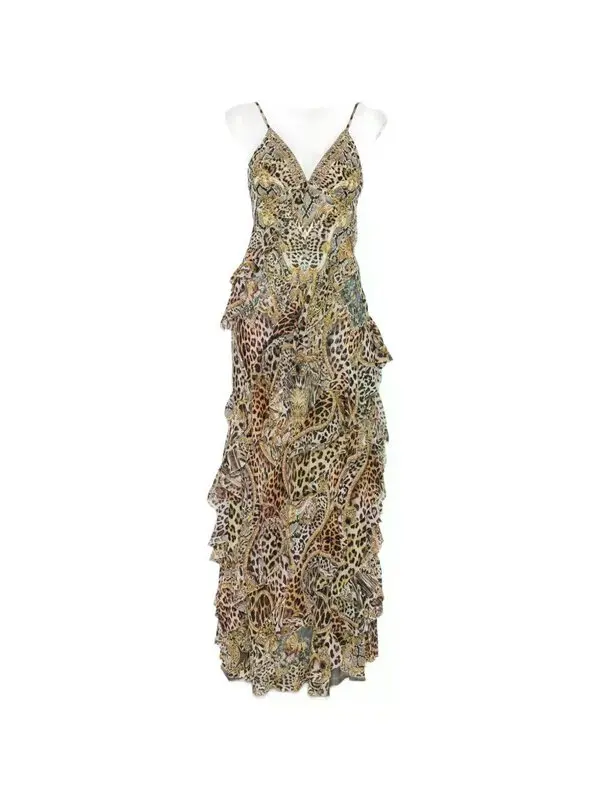 Camilla Ruffled Leopard-print Dress - Brown