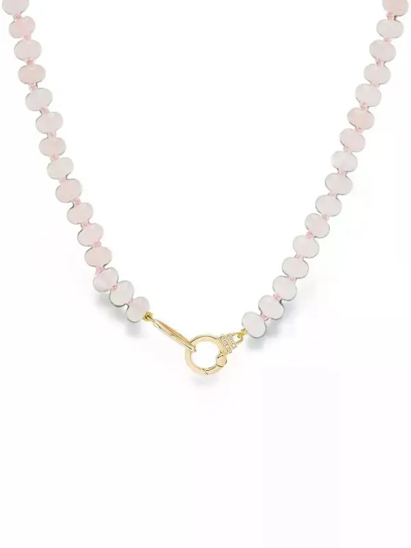 Sorellina Rose Quartz And Diamond Beaded Necklace - Gold