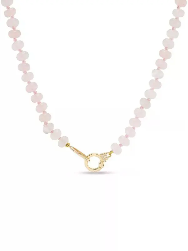 Sorellina Rose Quartz And Diamond Beaded Necklace - Gold