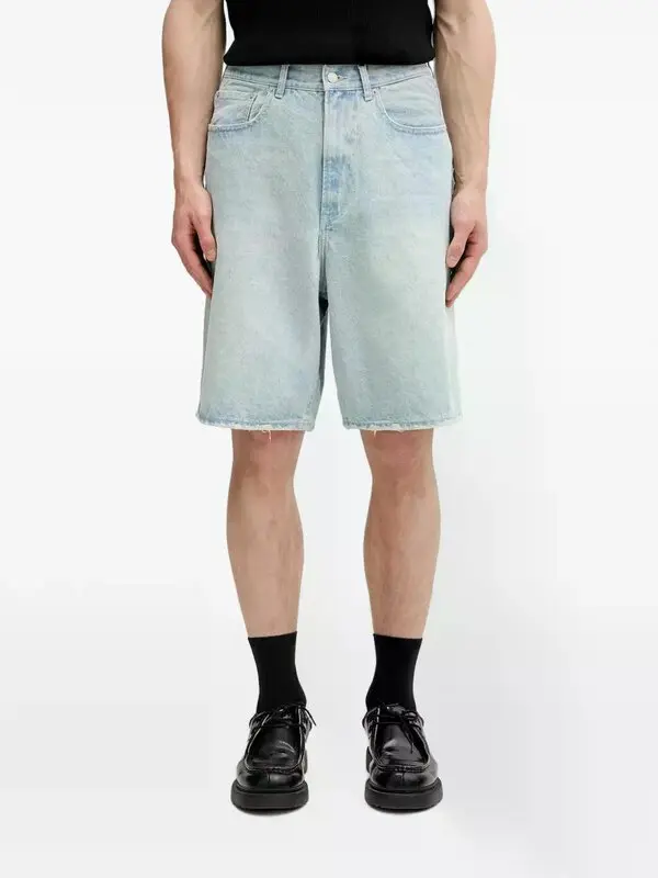 BEAMS Raw-cut Denim Shorts - Blue