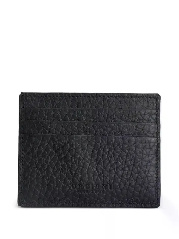 Orciani Logo-plaque Pebbled-leather Cardholder - Black