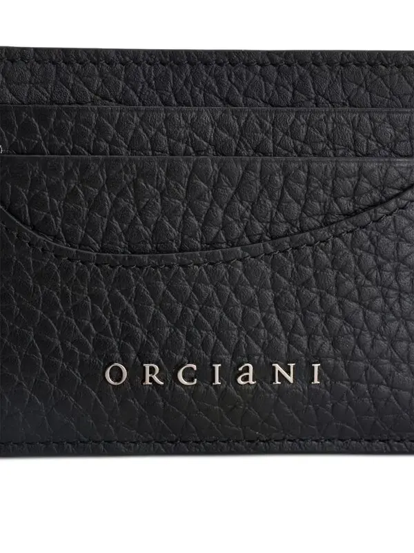 Orciani Logo-plaque Pebbled-leather Cardholder - Black