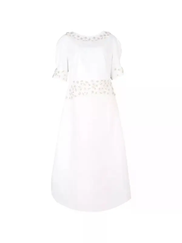 LOODYANA Embroidered Midi Dress - White
