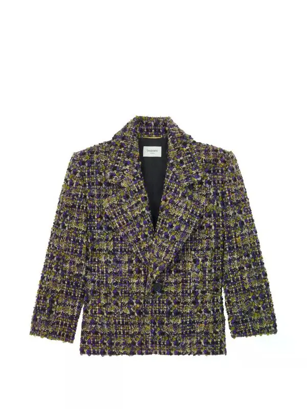 Saint Laurent Single-breasted Jacket In Tweed - Purple