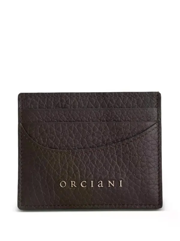 Orciani Logo-plaque Pebbled-leather Cardholder - Brown