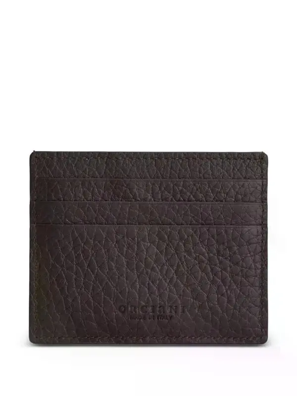 Orciani Logo-plaque Pebbled-leather Cardholder - Brown