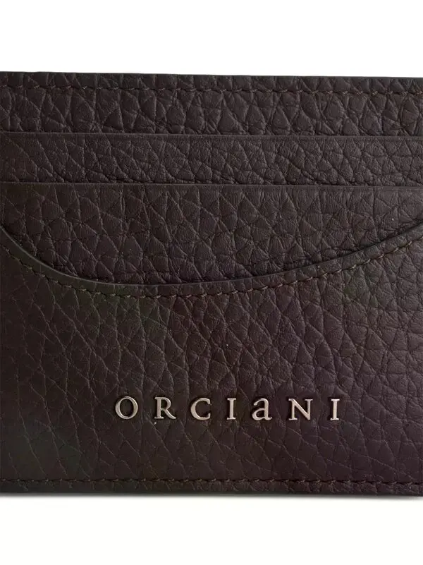 Orciani Logo-plaque Pebbled-leather Cardholder - Brown