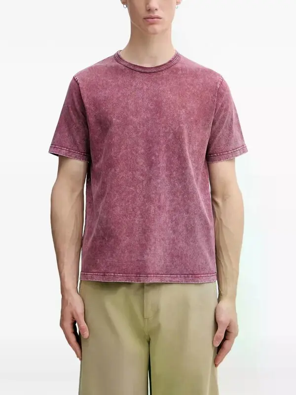 BEAMS Acid-wash Cotton T-shirt - Red