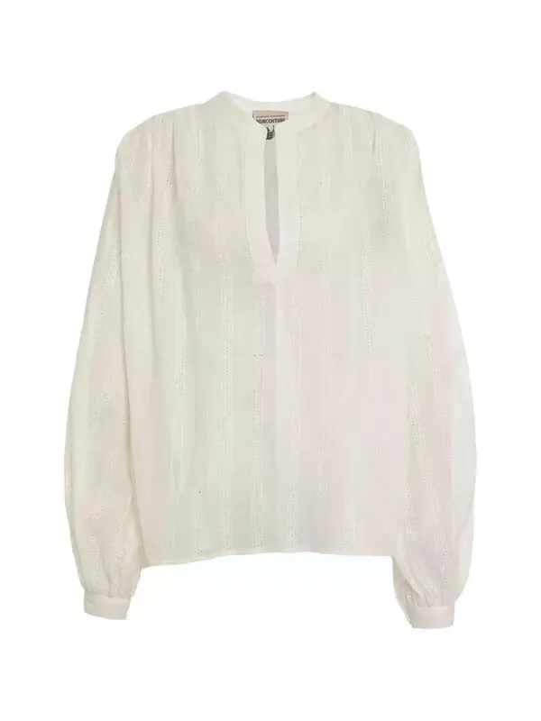 SEMICOUTURE Nahia Broderie-anglaise Balloon-sleeve Blouse - Neutrals