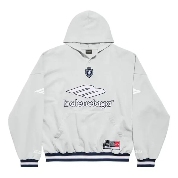 Balenciaga 3b Football Polo Hoodie 'grey White - Grey/white