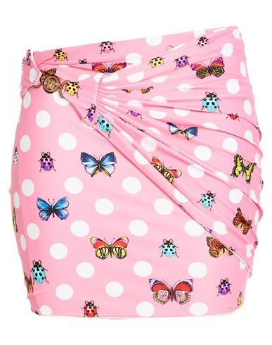 Versace Polka-dot Logo Embellished Draped Mini Skirt - Pink
