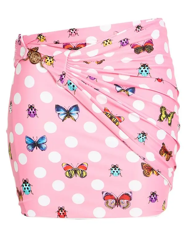 Versace Polka-dot Logo Embellished Draped Mini Skirt