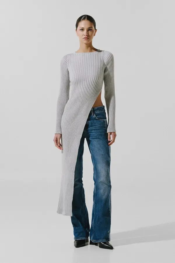 BAOBAB Masaki Ribbed Long Sleeve Top With Side Slit