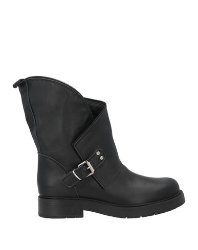 DIVINE FOLLIE Leather Biker Ankle Boots - Black