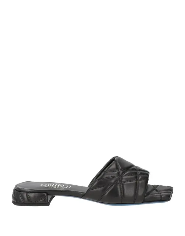 LORIBLU Quilted Leather Slide Sandals - Black