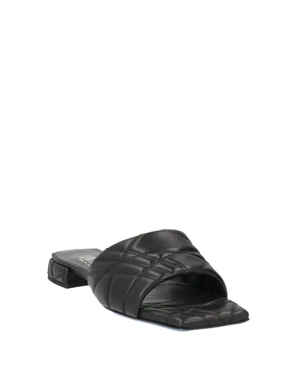 LORIBLU Quilted Leather Slide Sandals - Black