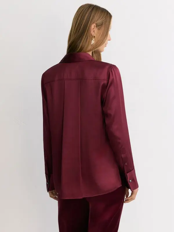 REISS Ameira Silk-satin Concealed-placket Shirt