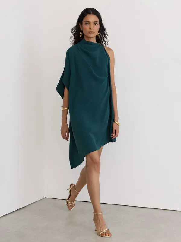 REISS Ellery One-shoulder Draped Mini Dress