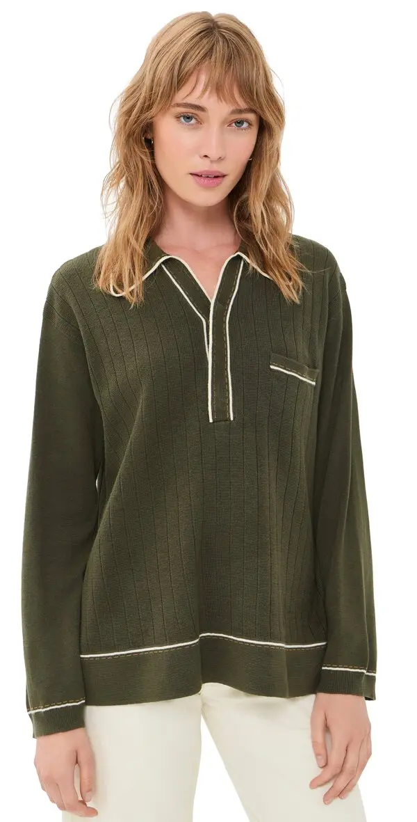 The Great. The Menswear Tipping Polo - Olive
