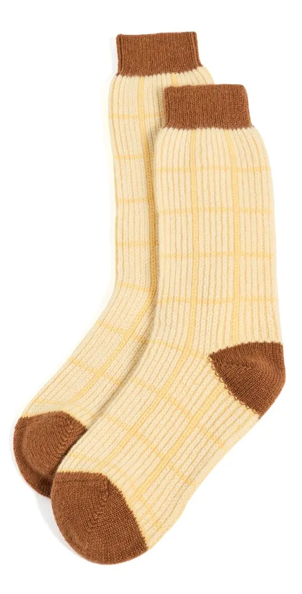 Guest In Residence The Checker Soft Knit Socks - Butter Combo