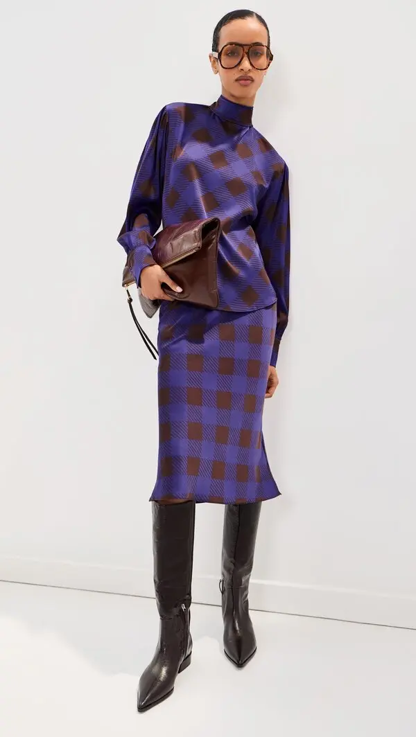 LE BOP Olive Skirt - Deep Blue/brown