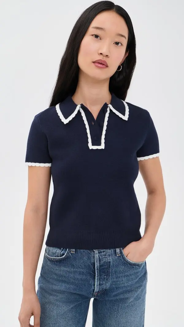 English Factory Scallop Detailed Short Sleeve Polo