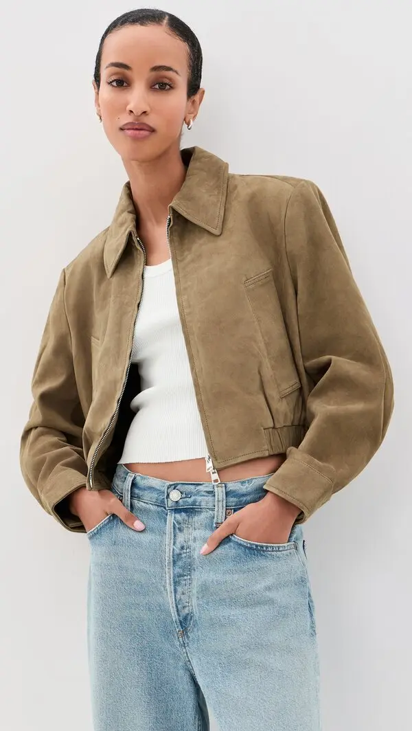 AGOLDE Nahla Cropped Goatskin Suede Jacket