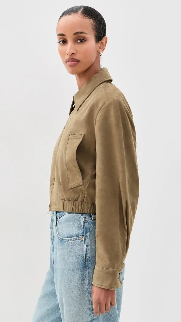 AGOLDE Nahla Cropped Goatskin Suede Jacket