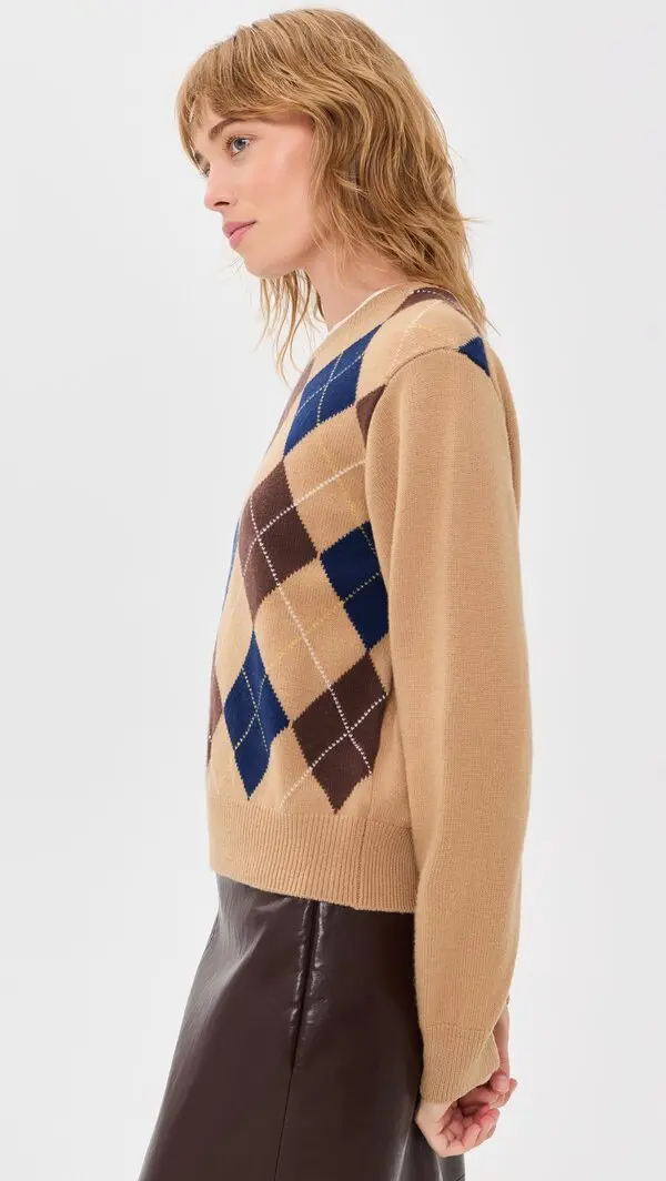DUNST Argyle Crew Neck Sweater