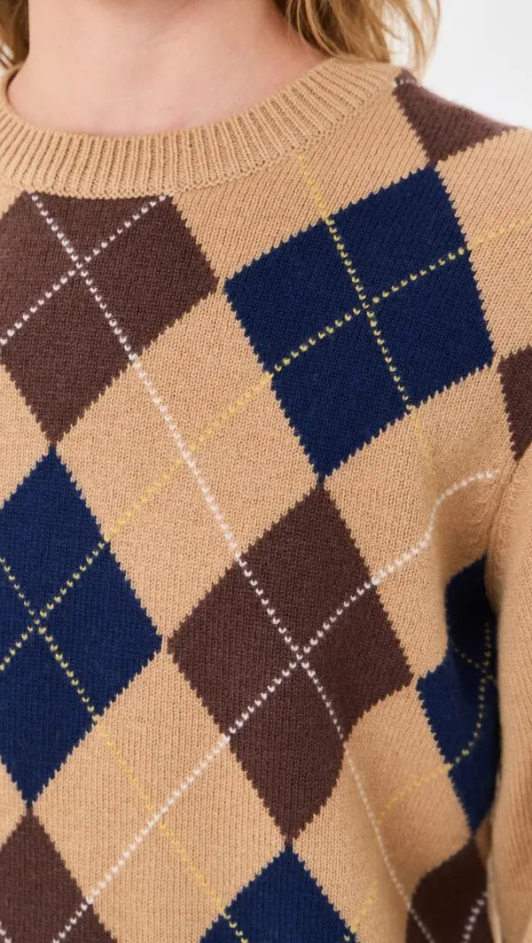 DUNST Argyle Crew Neck Sweater