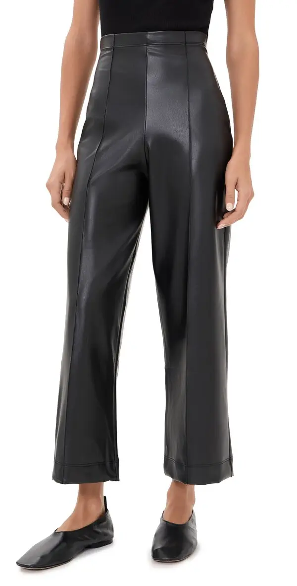 RIPLEY RADER Cropped Vegan Leather Straight Leg Pants