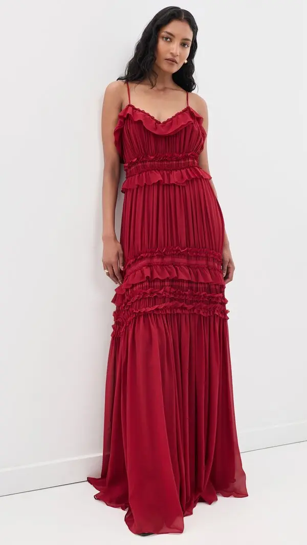 Ulla Johnson Dorothea Sleeveless Silk Gown - Cerise