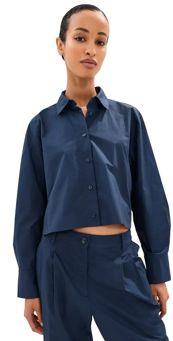 LE BOP Felicity Boxy Cropped Poplin Button Down Shirt