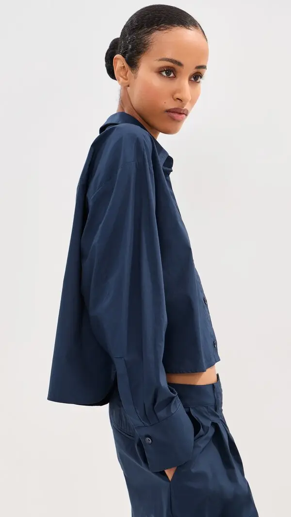 LE BOP Felicity Boxy Cropped Poplin Button Down Shirt