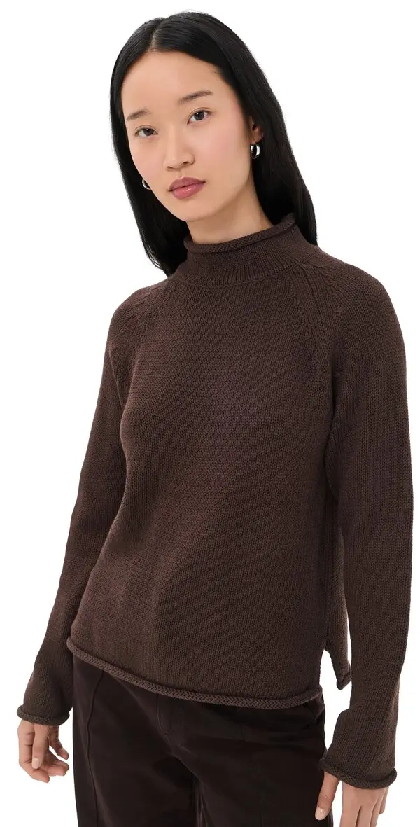 ALEX MILL Lennox Cotton Sweater - Dark Chocolate