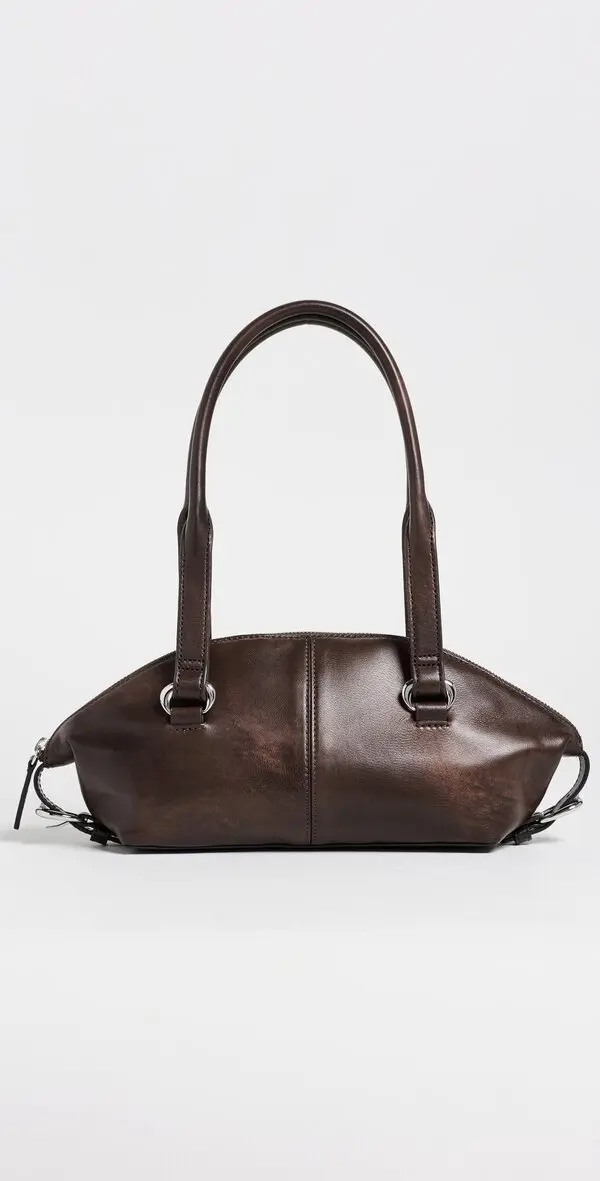 Staud Hester Mini Shoulder Bag - Espresso Distressed