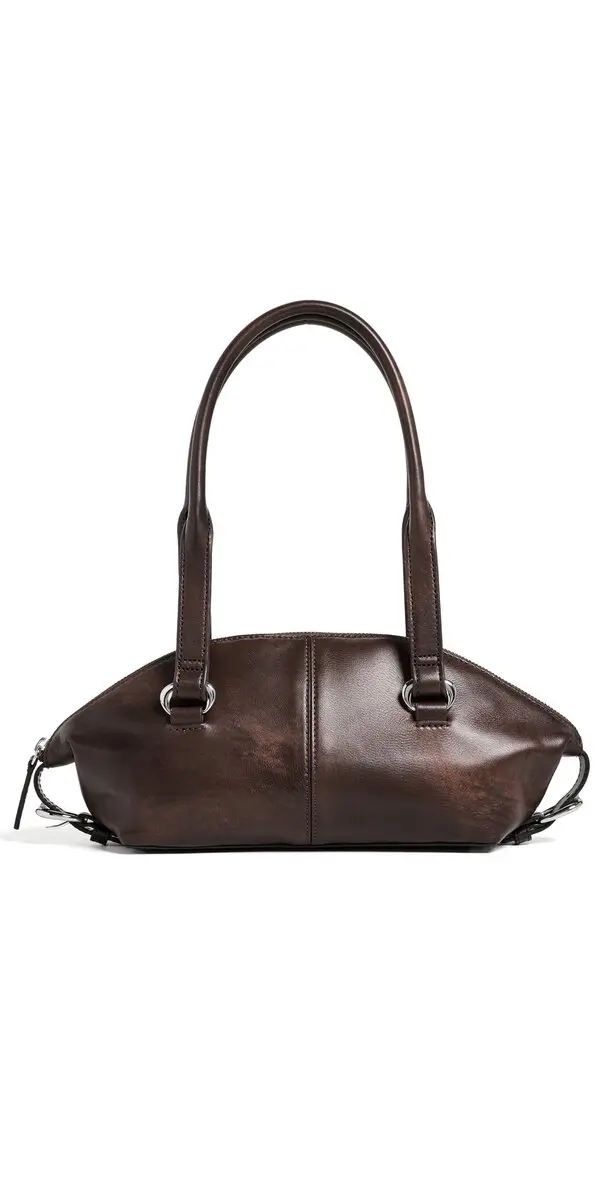 Staud Hester Mini Shoulder Bag - Espresso Distressed