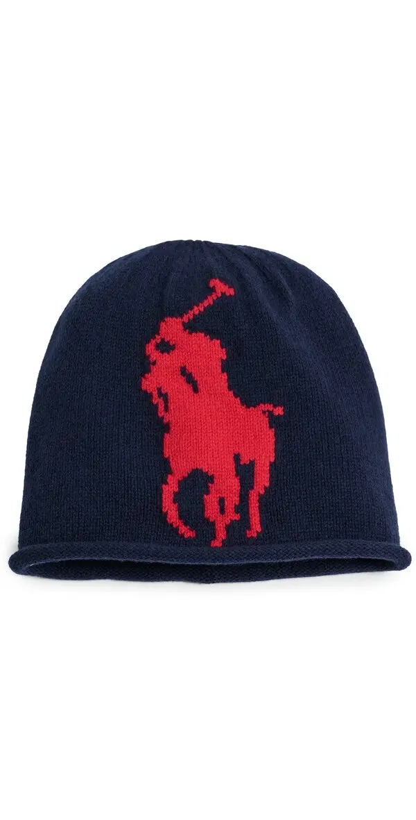 Polo Ralph Lauren Graphic Polo Pony Beanie - Navy/red
