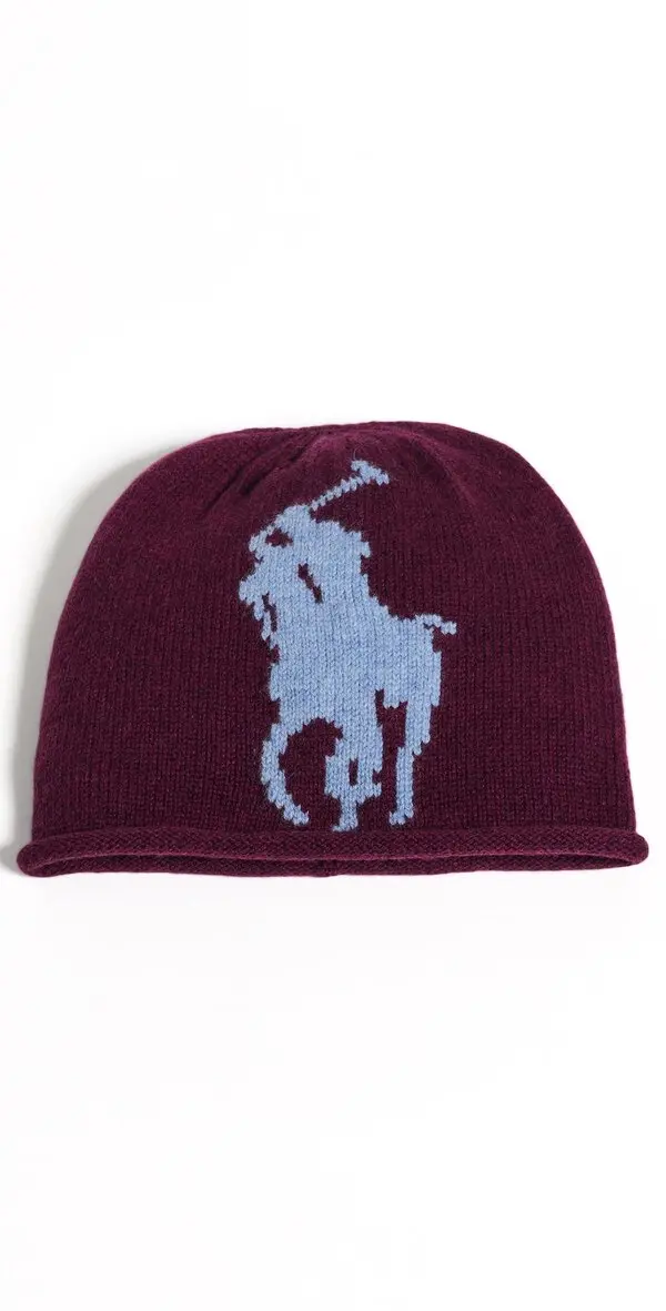 Polo Ralph Lauren Graphic Polo Pony Beanie - Wine/blue