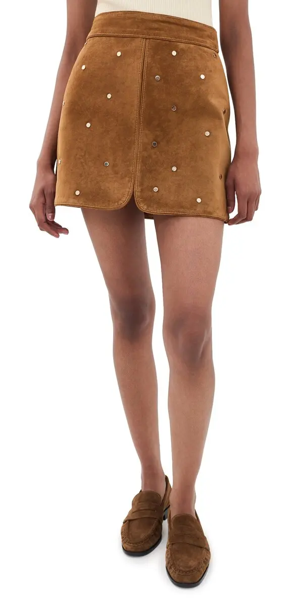 Hunter Bell Dottie Suede Skirt - Saddle