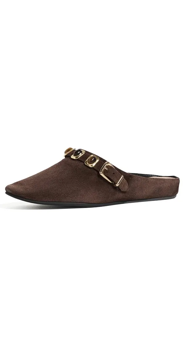 Veronica Beard Narcisa Cabachon Mules - Espresso
