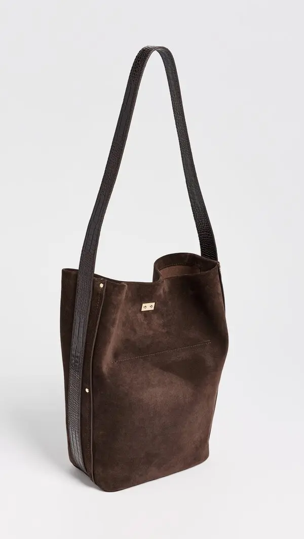 Tory Burch Lock Suede Slim Bucket Bag
