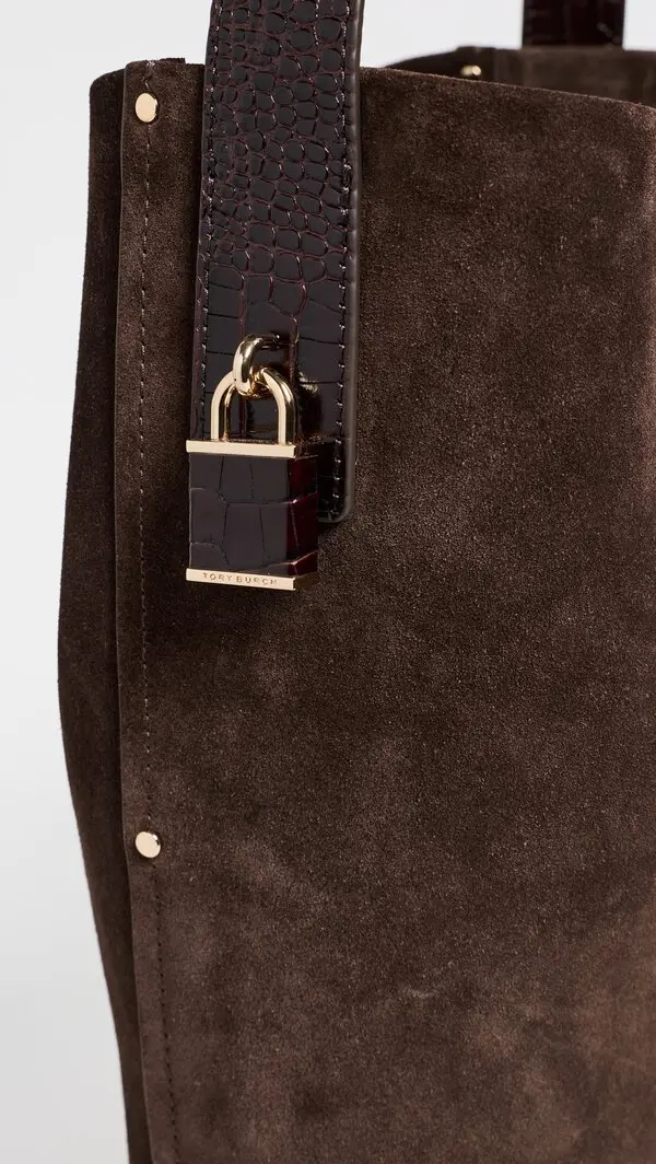 Tory Burch Lock Suede Slim Bucket Bag