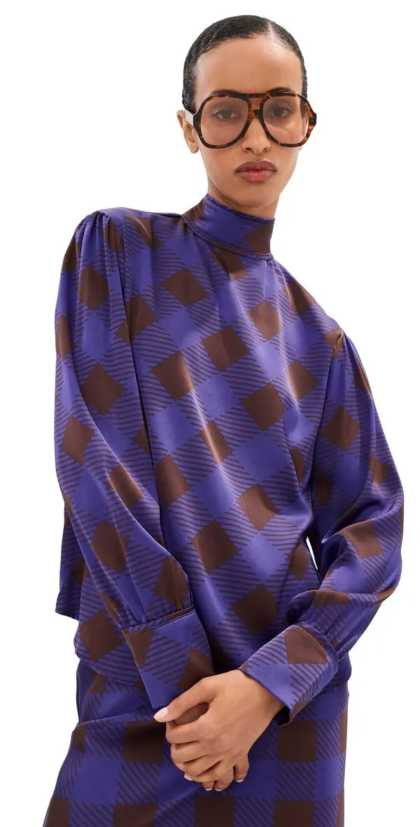 LE BOP Zaza Blouse - Deep Blue/brown
