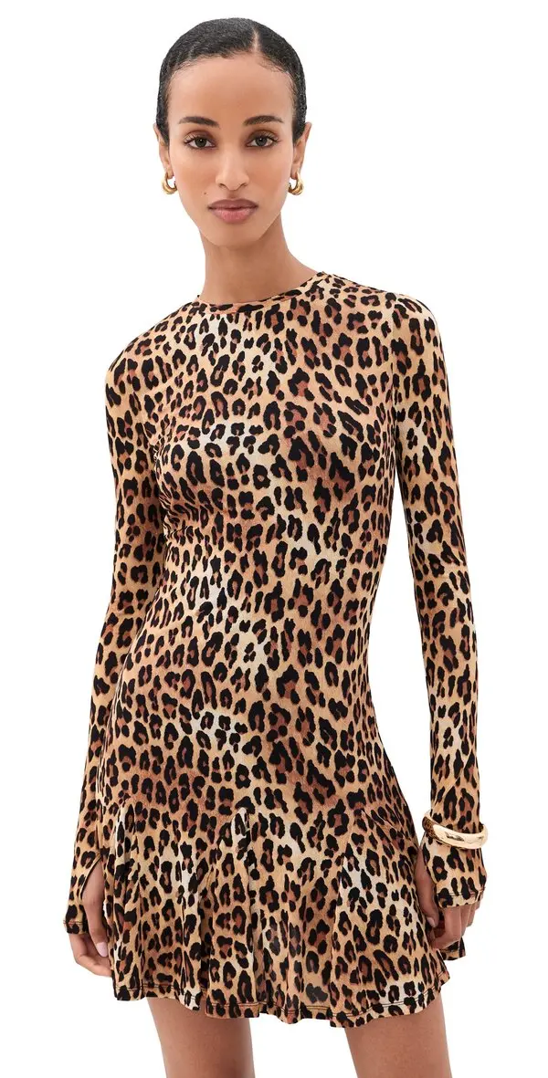 Alice + Olivia Wendy Fit And Flare Godet Mini Dress - Spotted Leopard