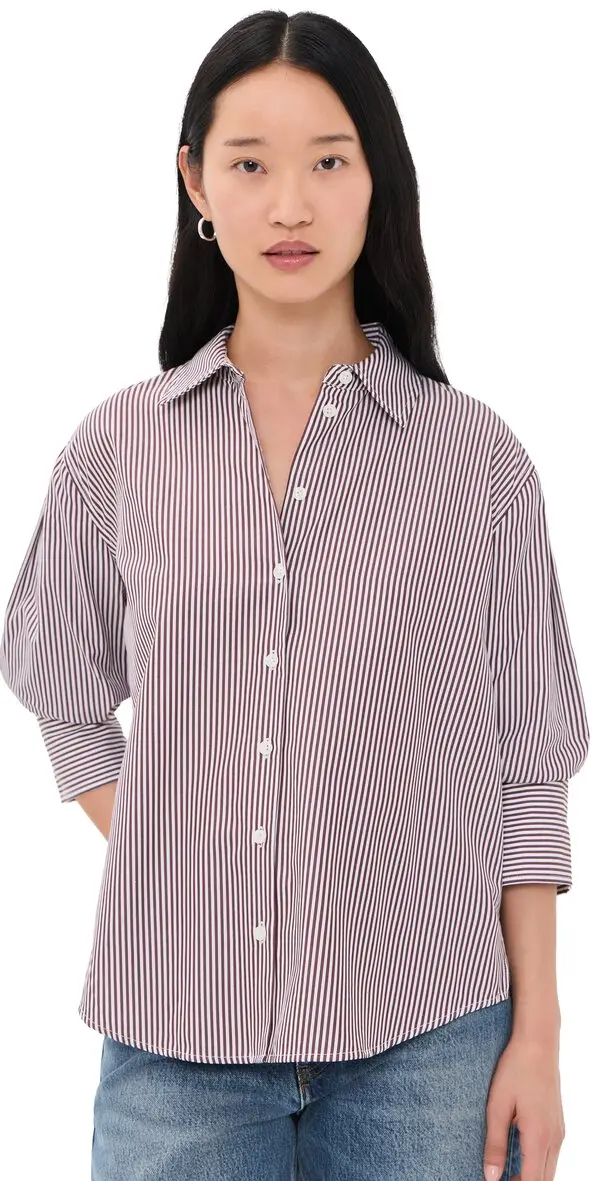 Tanya Taylor Emmy Top - Dark Fig/optic White Multi